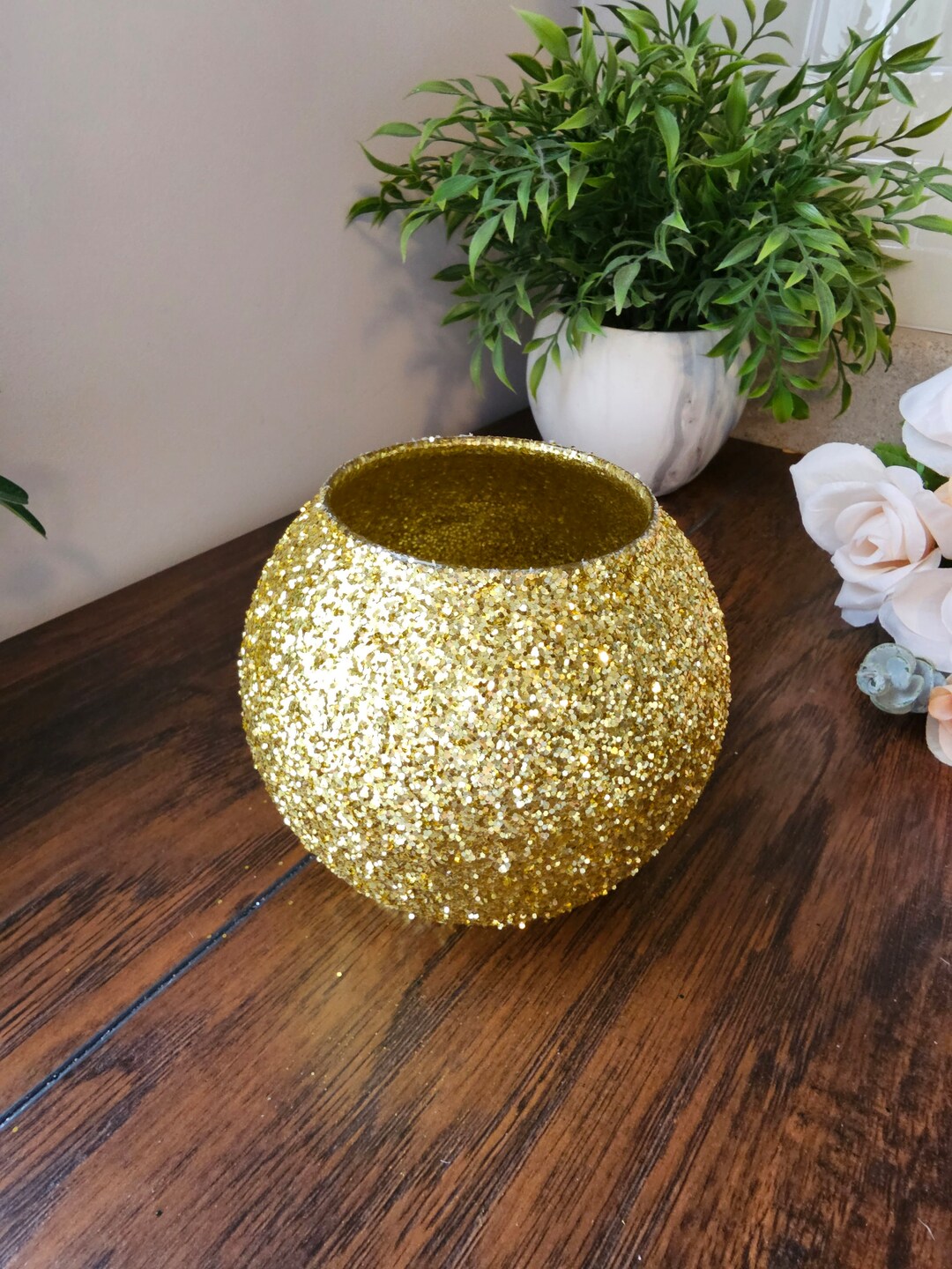 Sparkly Gold Chunky Glitter Bubble Vase, Weddings, Birthdays, Party ...