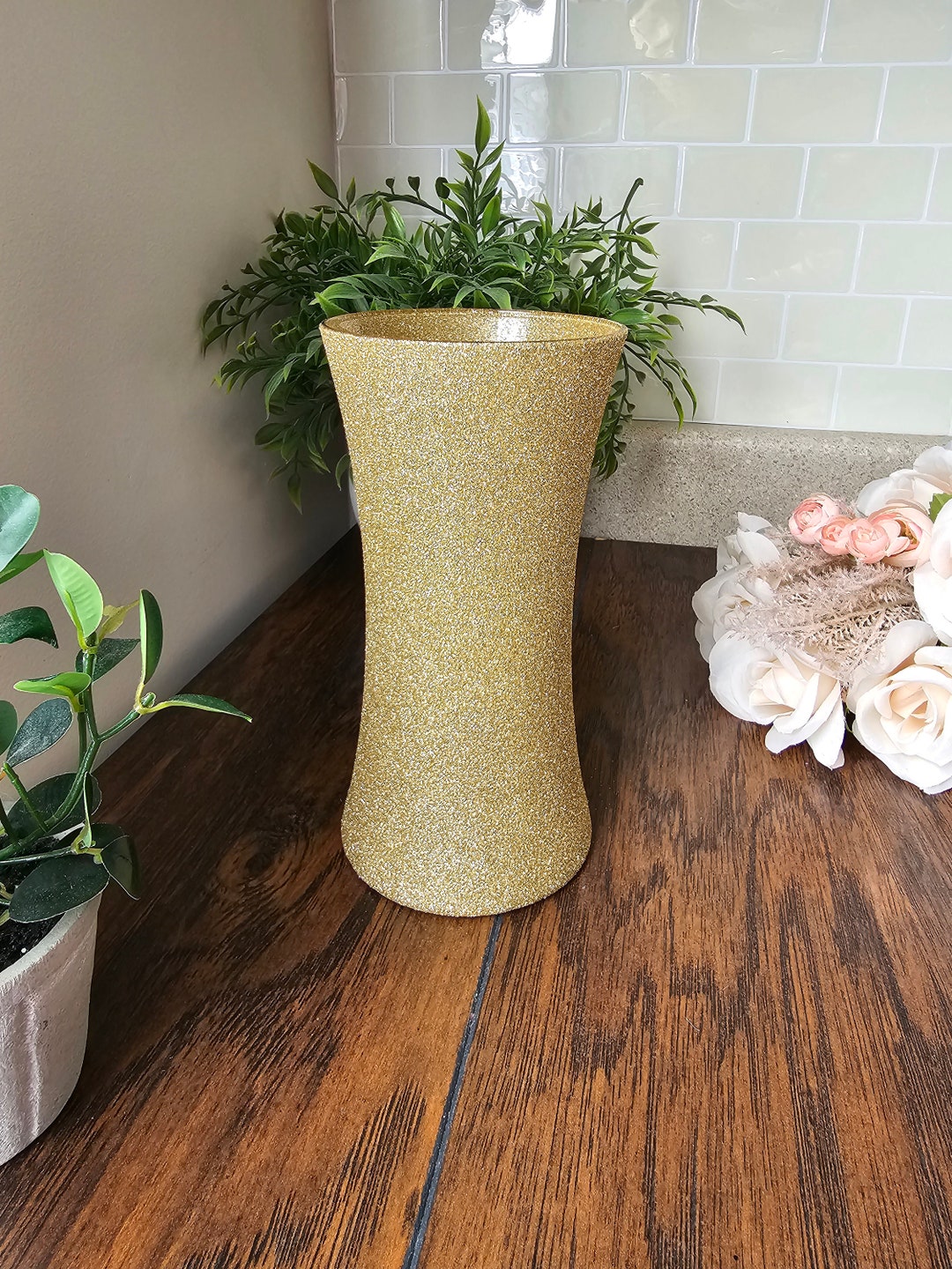 Set of 4 Sparkly Gold Glitter Vases, Wedding Decor, Party Decor ...