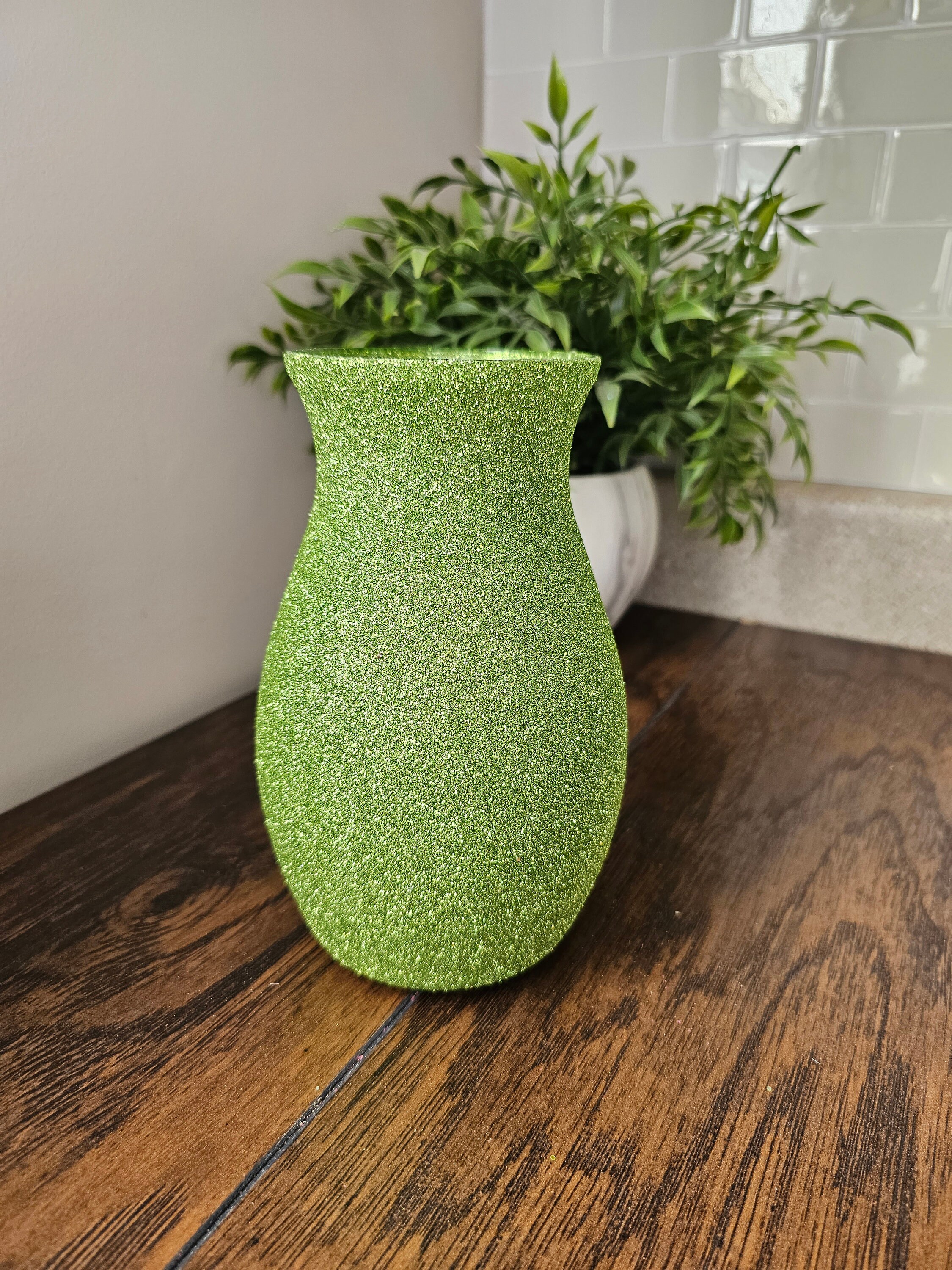 Set of 5 Sparkly Lime Green Glitter Vases 7", Wedding Decor ...