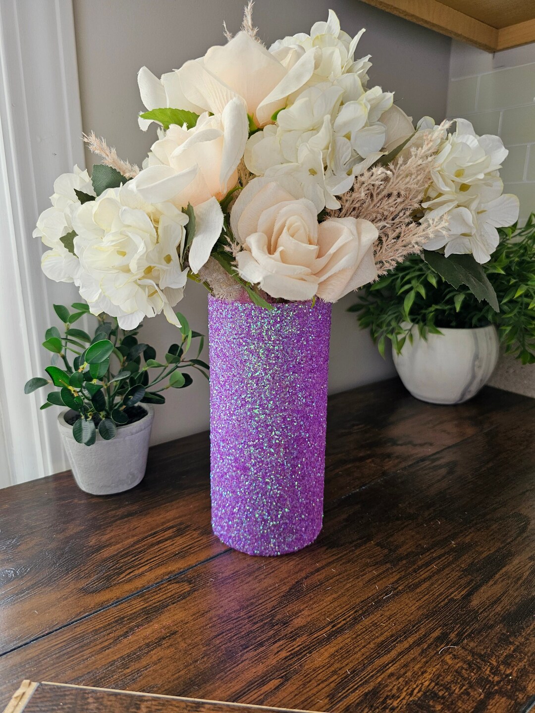 Set of 5 Sparkly Purple Chunky Glitter Vases, Weddings, Birthdays ...