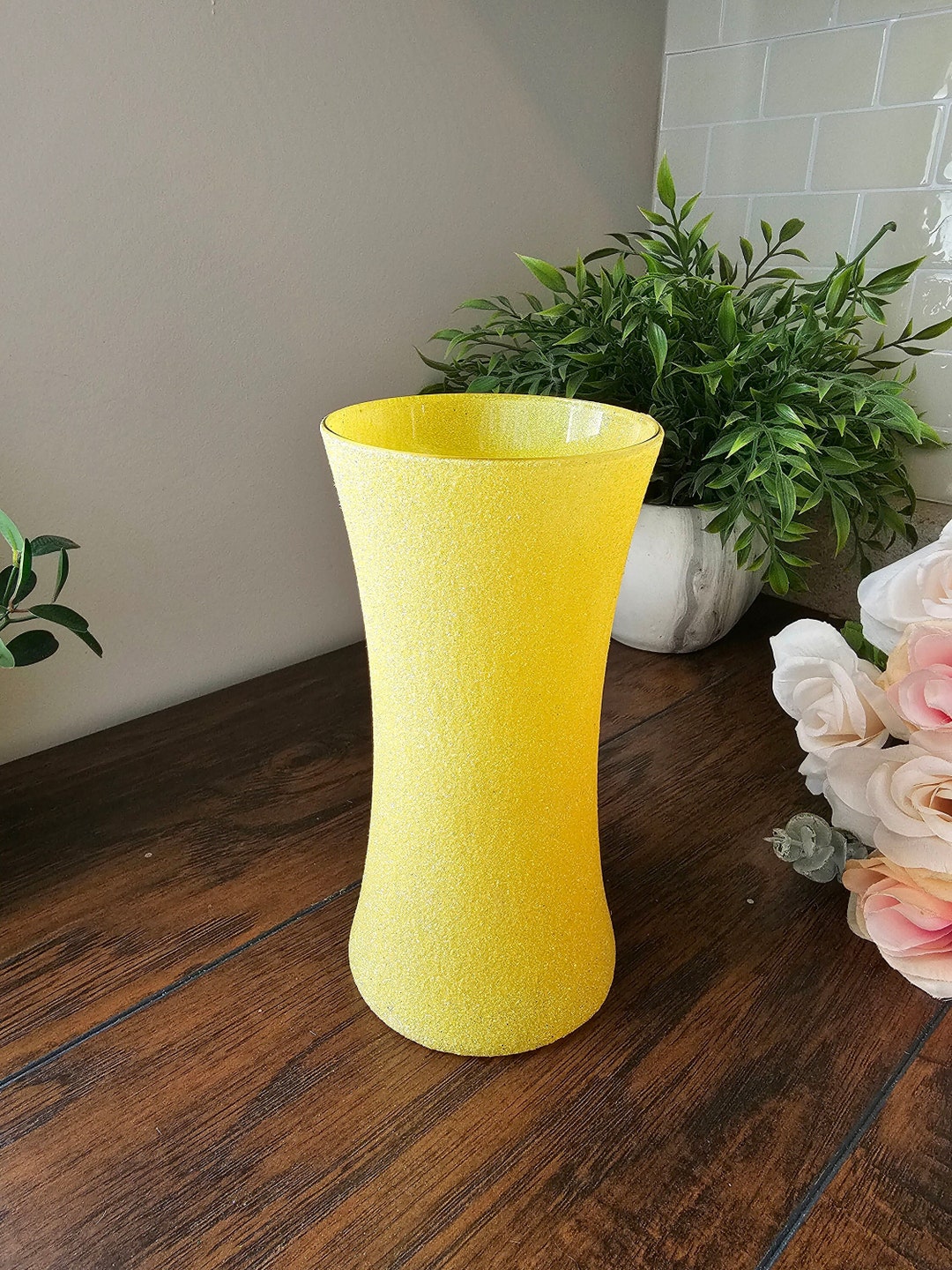 Set of 4 Sparkly Yellow Glitter Vases, Wedding Decor, Party Decor, Baby ...