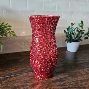 Set of 5 Sparkly Red Chunky Glitter Vases 8.5", Weddings, Birthdays ...