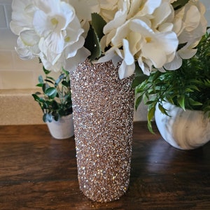 Sparkly Silver/champagne Chunky Glitter Vase, Weddings, Birthdays ...