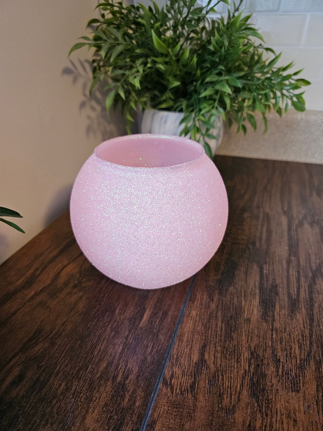 Sparkly Light Pink Glitter Bubble Vase, Weddings, Birthdays, Party ...