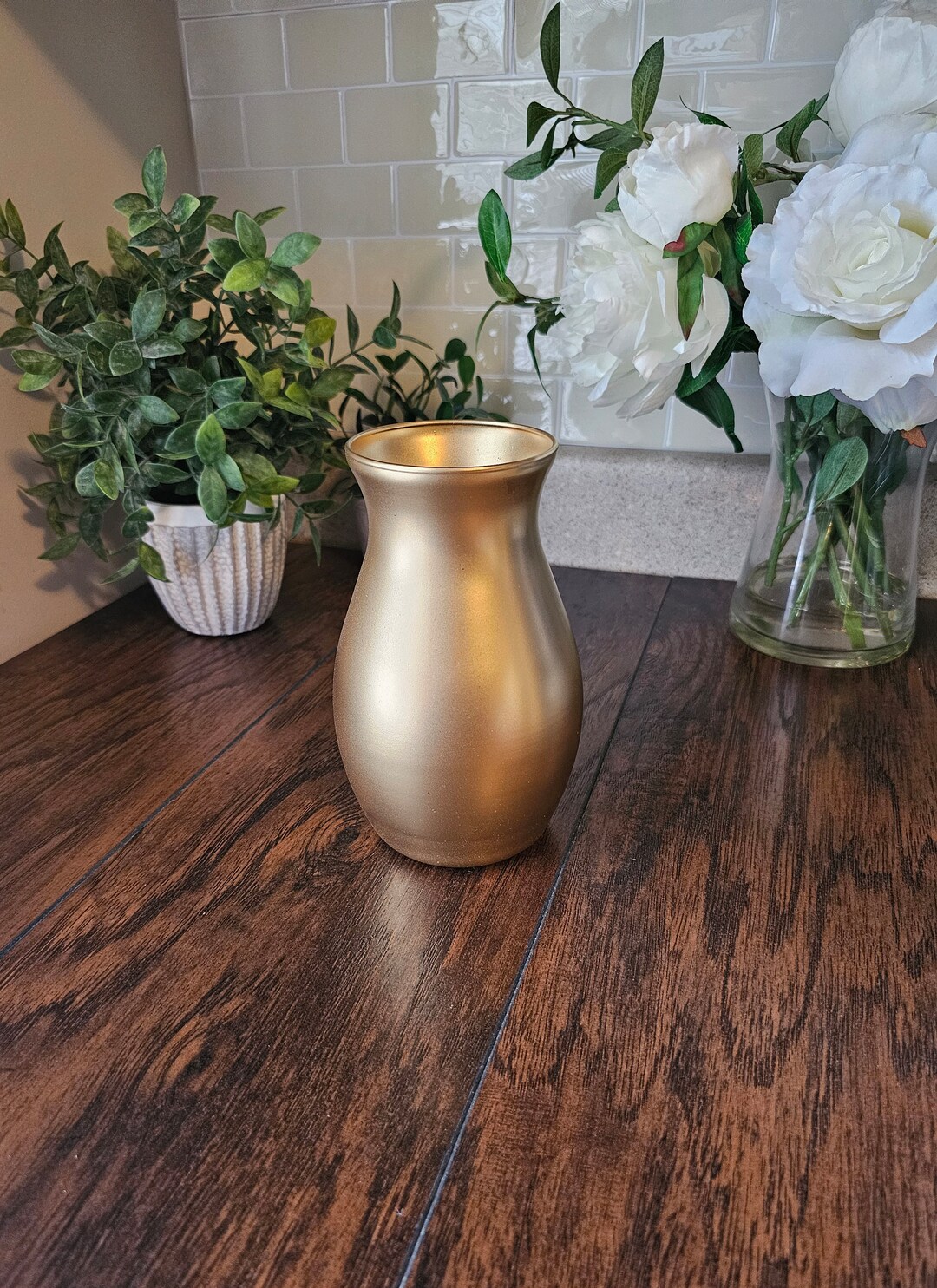 Set of 5 Metallic Gold Vases 7", Weddings, Birthdays, Party Decor ...