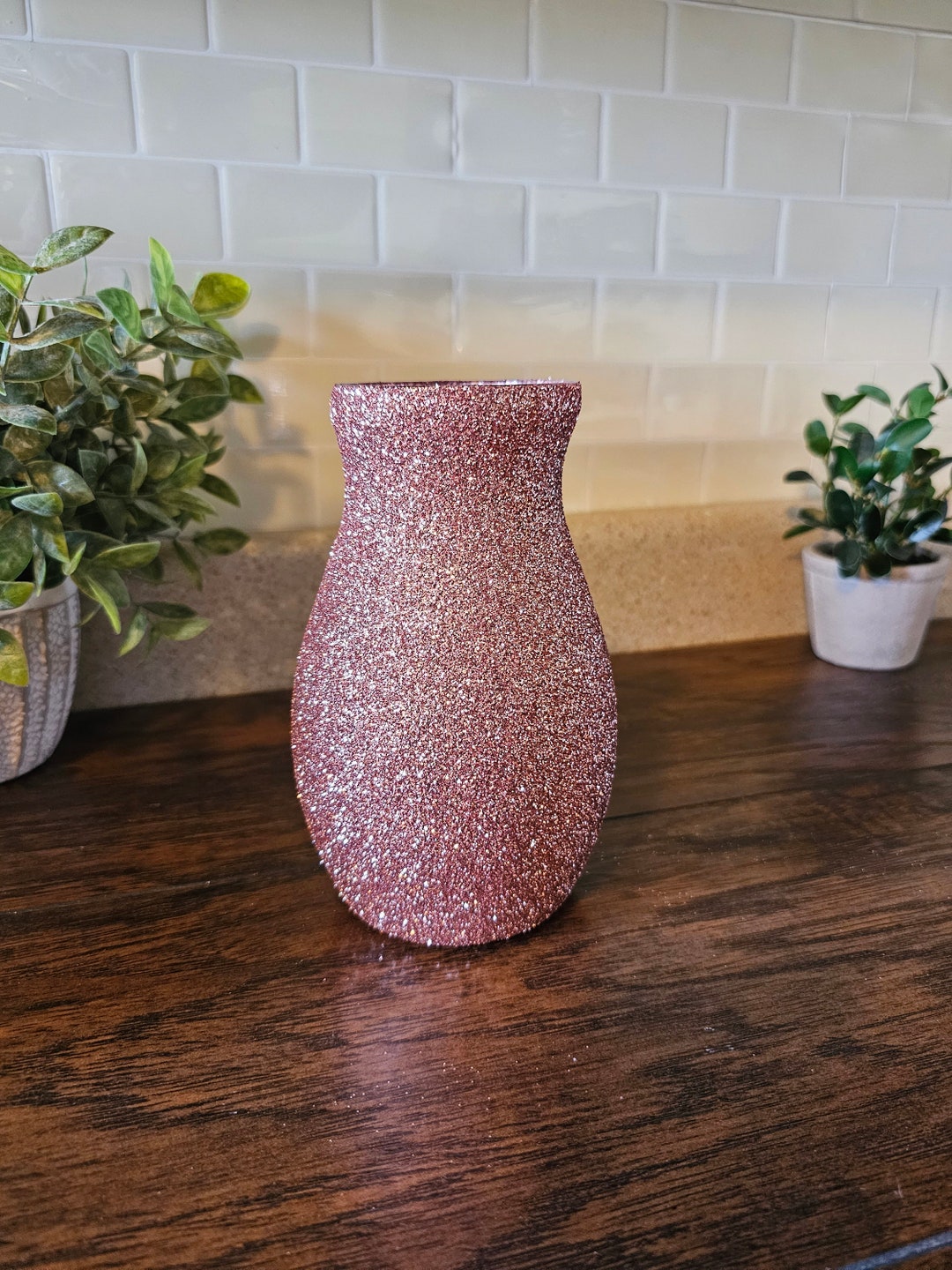 Set of 5 Rose Gold Glitter Vases 7", Weddings, Birthdays, Party Decor ...