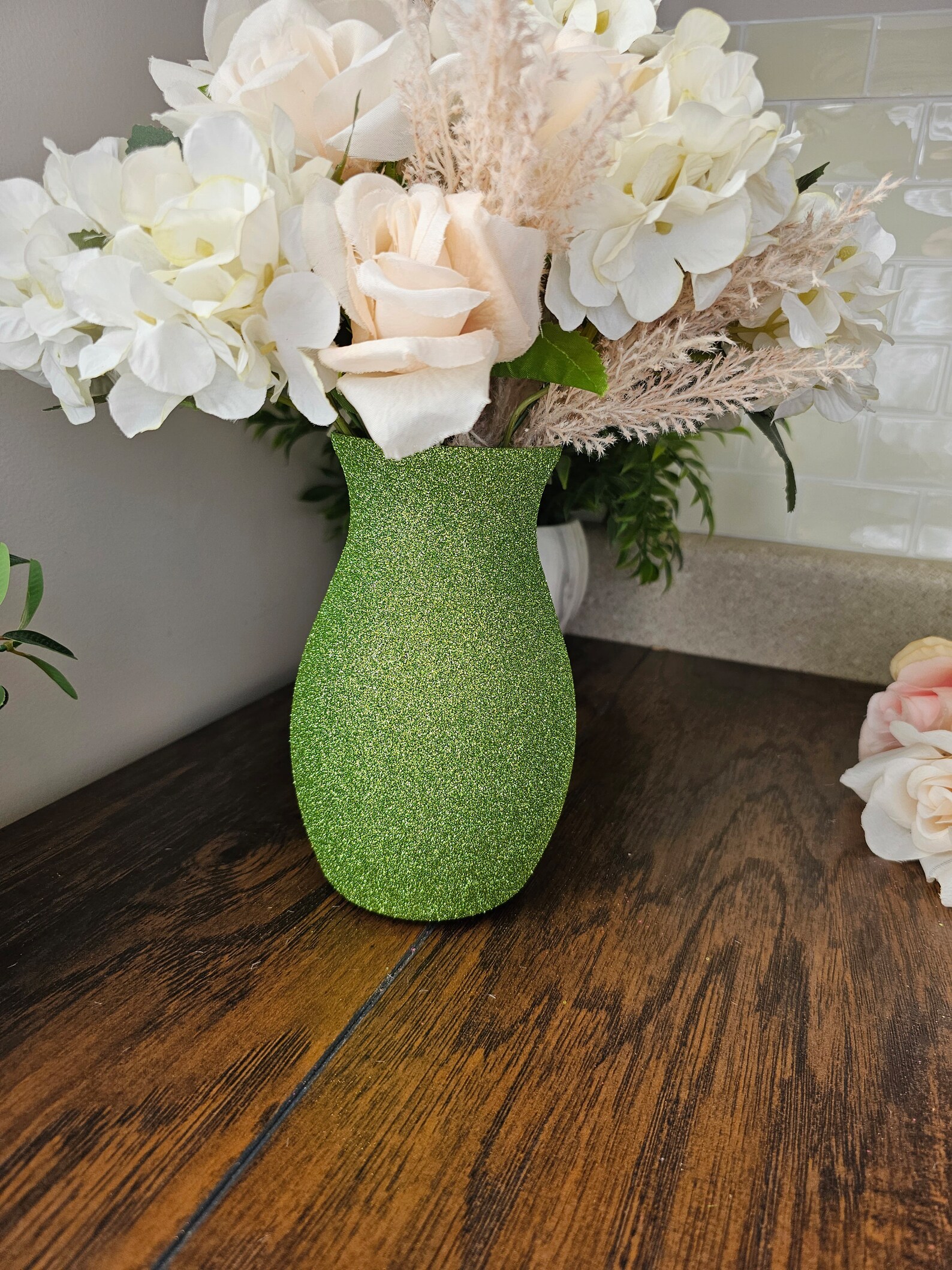 Set of 5 Sparkly Lime Green Glitter Vases 7", Wedding Decor ...