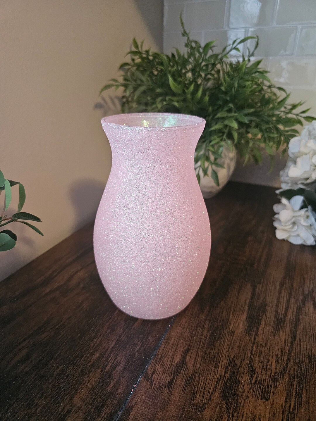 Sparkly Light Pink Glitter Vase 7", Weddings, Birthdays, Party Decor ...