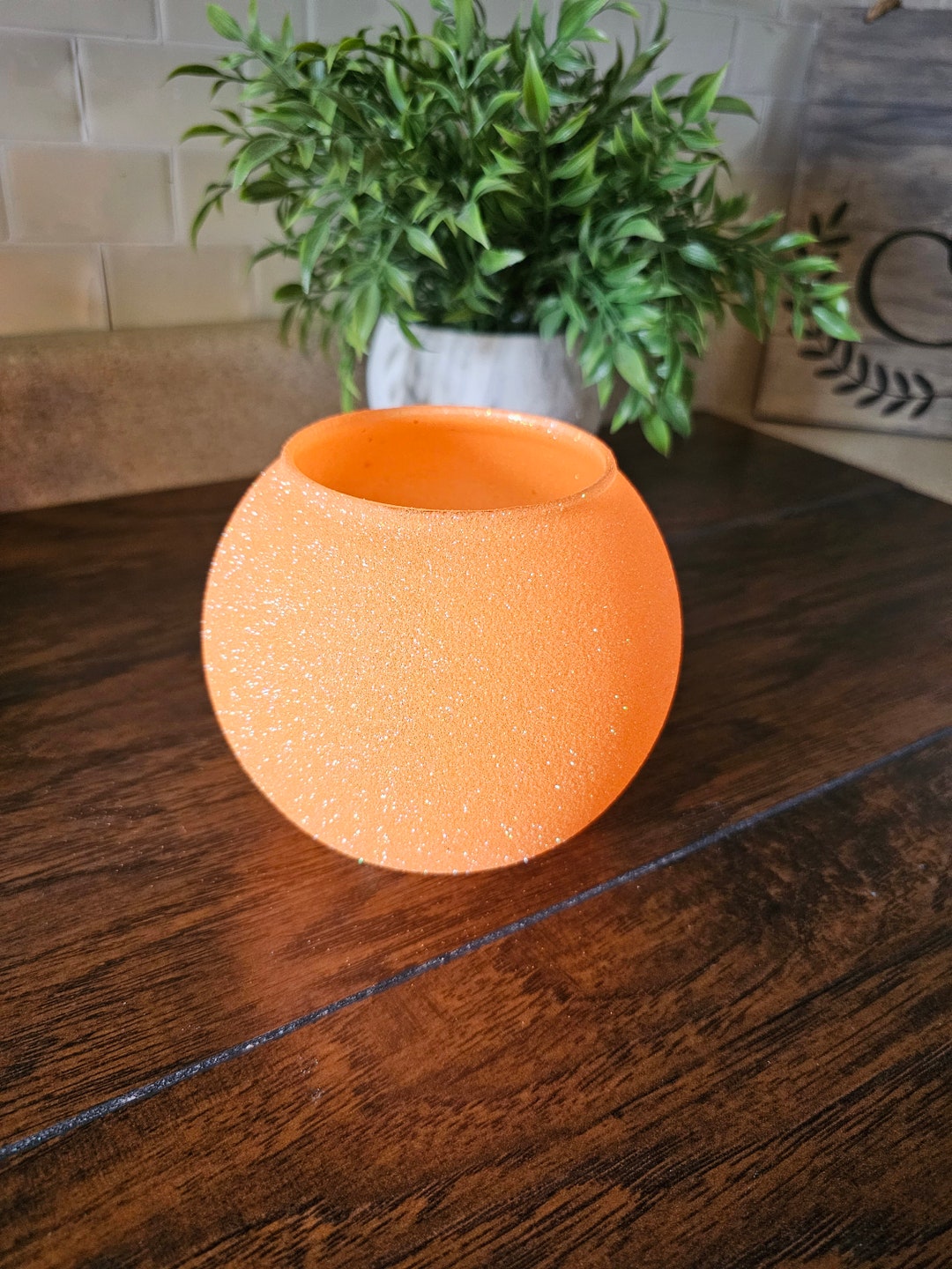 Set of 5 Sparkly Neon Orange Glitter Bubble Vases, Weddings, Birthdays ...