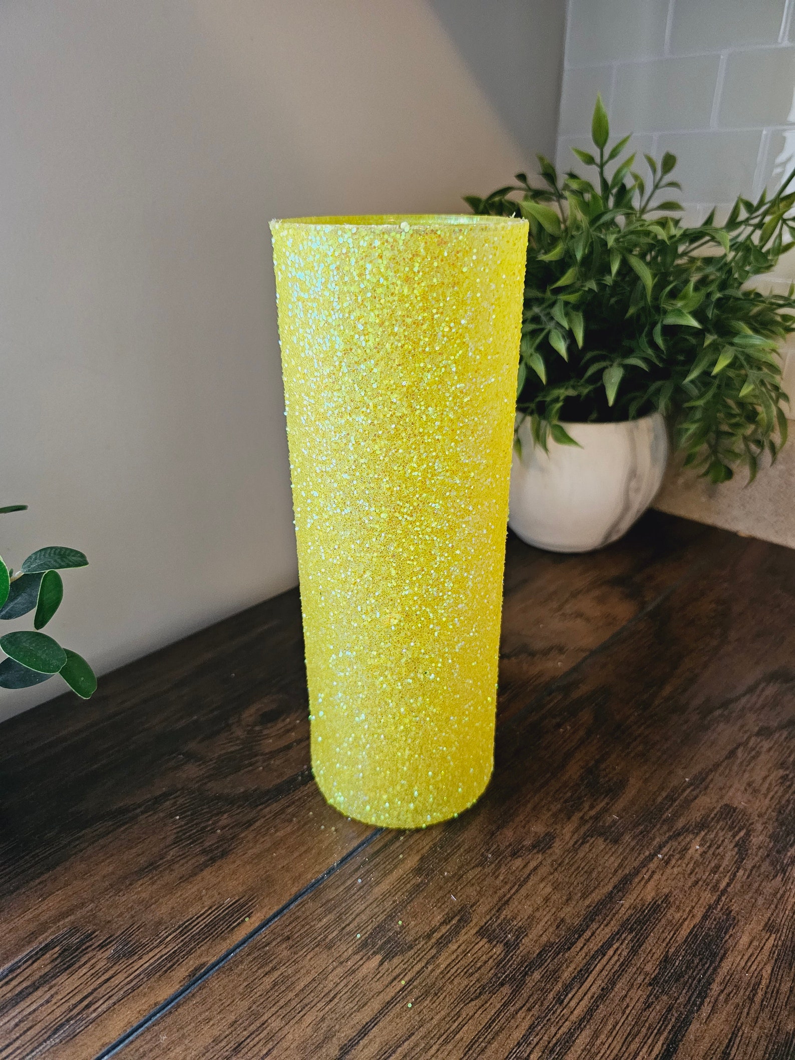Set of 5 Sparkly Yellow Chunky Glitter Vases, Weddings, Birthdays ...