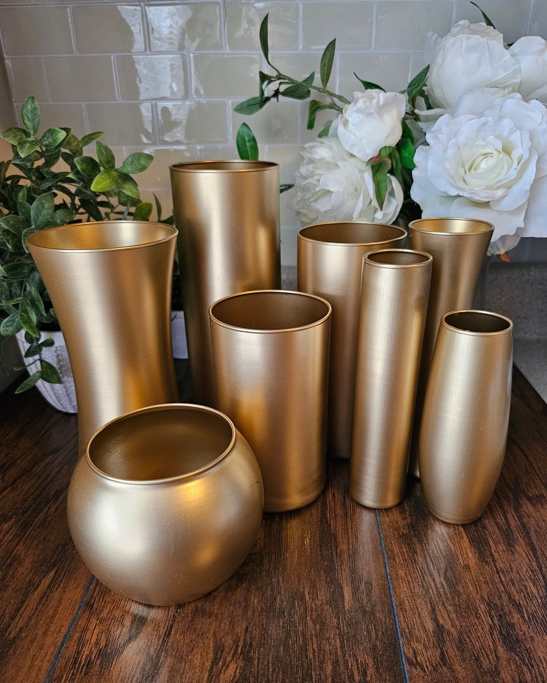 Assorted Gold Vases, Centerpieces, Gold Party Decor, Gold Wedding Decor ...