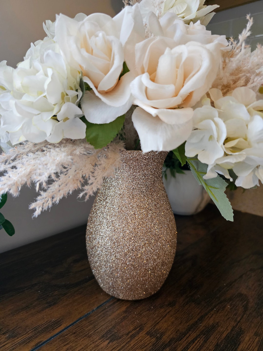Set of 5 Sparkly Champagne Gold Glitter Vases 7", Weddings, Birthdays ...