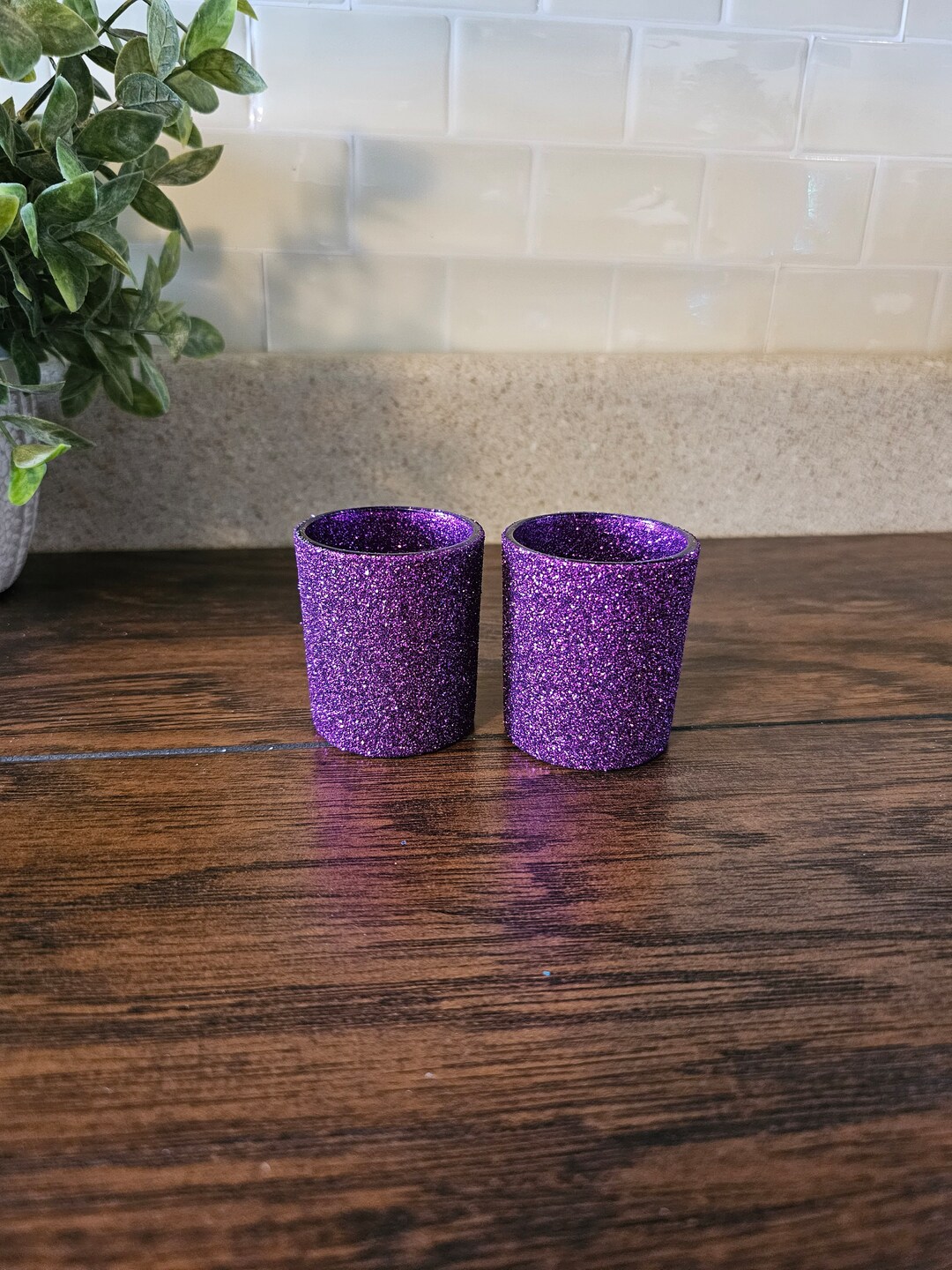 Set of 12 Sparkly Purple Glitter Votives, Weddings, Birthdays, Party ...