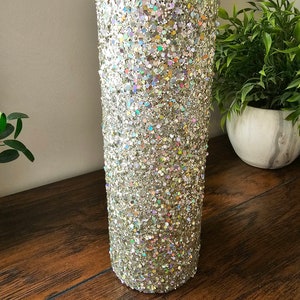 Sparkly Chunky Silver Glitter Vase, Weddings, Birthdays, Party Decor ...