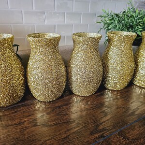 Set of 5 Sparkly Gold Chunky Glitter Vases 7", Weddings, Birthdays ...