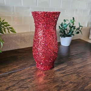 Set of 5 Sparkly Red Chunky Glitter Vases 8.5", Weddings, Birthdays ...