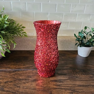 Set of 5 Sparkly Red Chunky Glitter Vases 8.5", Weddings, Birthdays ...
