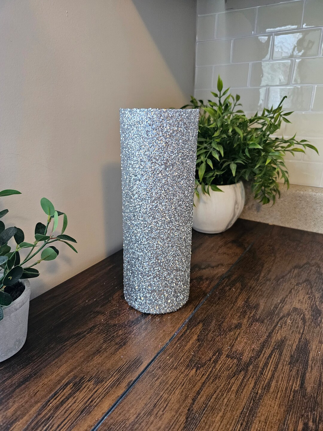 Set of 5 Sparkly Chunky Silver Glitter Vases, Weddings, Birthdays ...