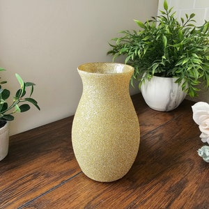 Set of 5 Sparkly Gold Glitter Vases 7", Weddings, Birthdays, Party ...