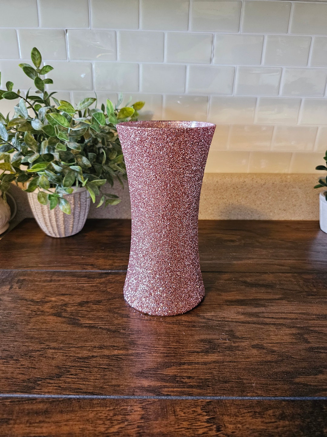 Set of 4 Sparkly Rose Gold Glitter Vases, Wedding Decor, Party Decor ...