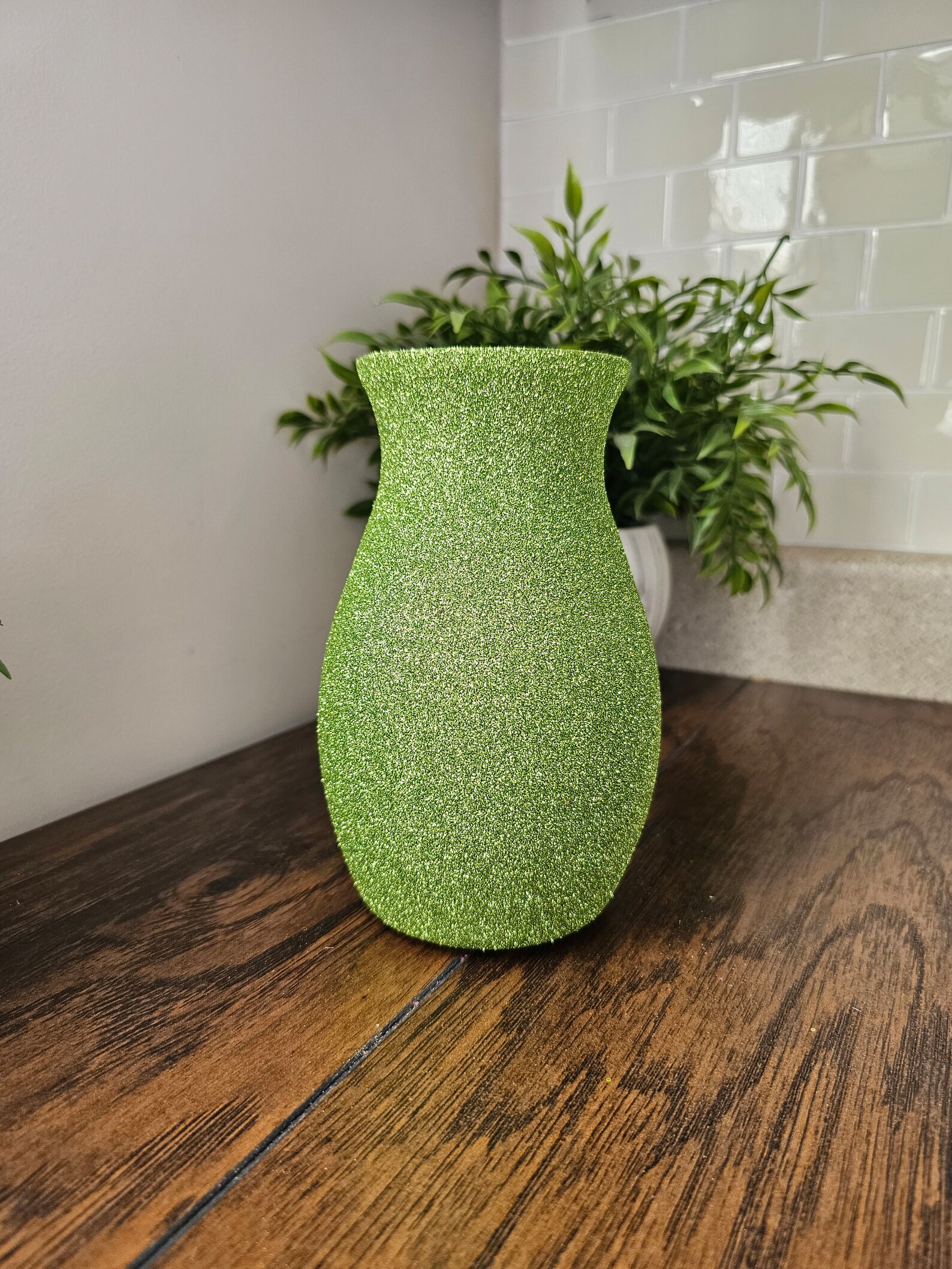 Set of 5 Sparkly Lime Green Glitter Vases 7", Wedding Decor ...