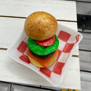Miniature Cheeseburger & Fries Set, 18" Mini Doll Food (3:1 Scale ...