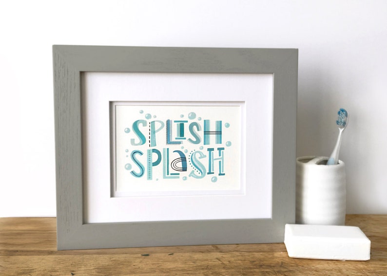 Bathroom Decor - Splish Splash - Hand Lettering Print - Etsy