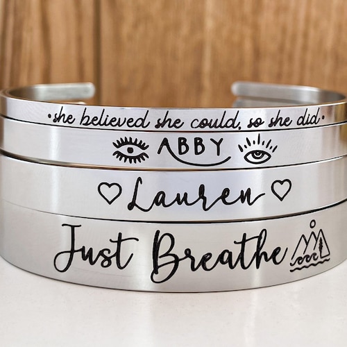Personalized Cuff Bracelet Custom Bangle Inspirational - Etsy