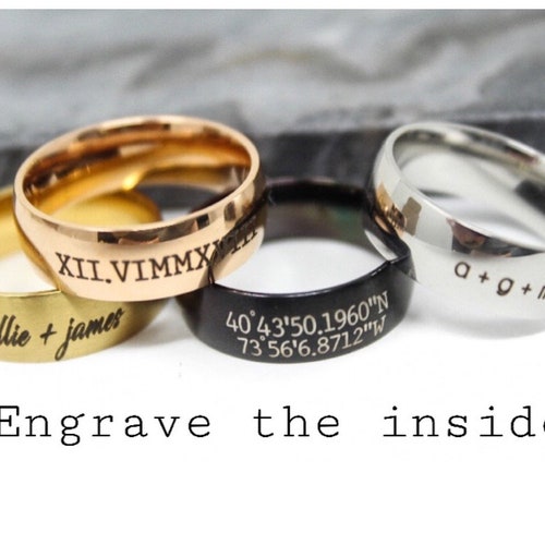 Custom Engraved Ring Mens Gift Boyfriend Gift Husband Gift - Etsy