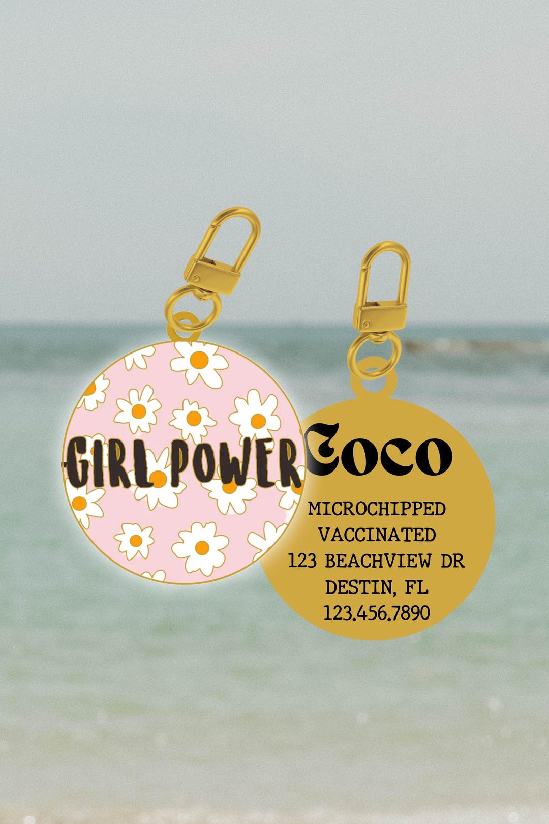 Girl Power Dog Tag, Pink, Daisy's Pet ID Tag, Custom Pet ID for Dogs ...