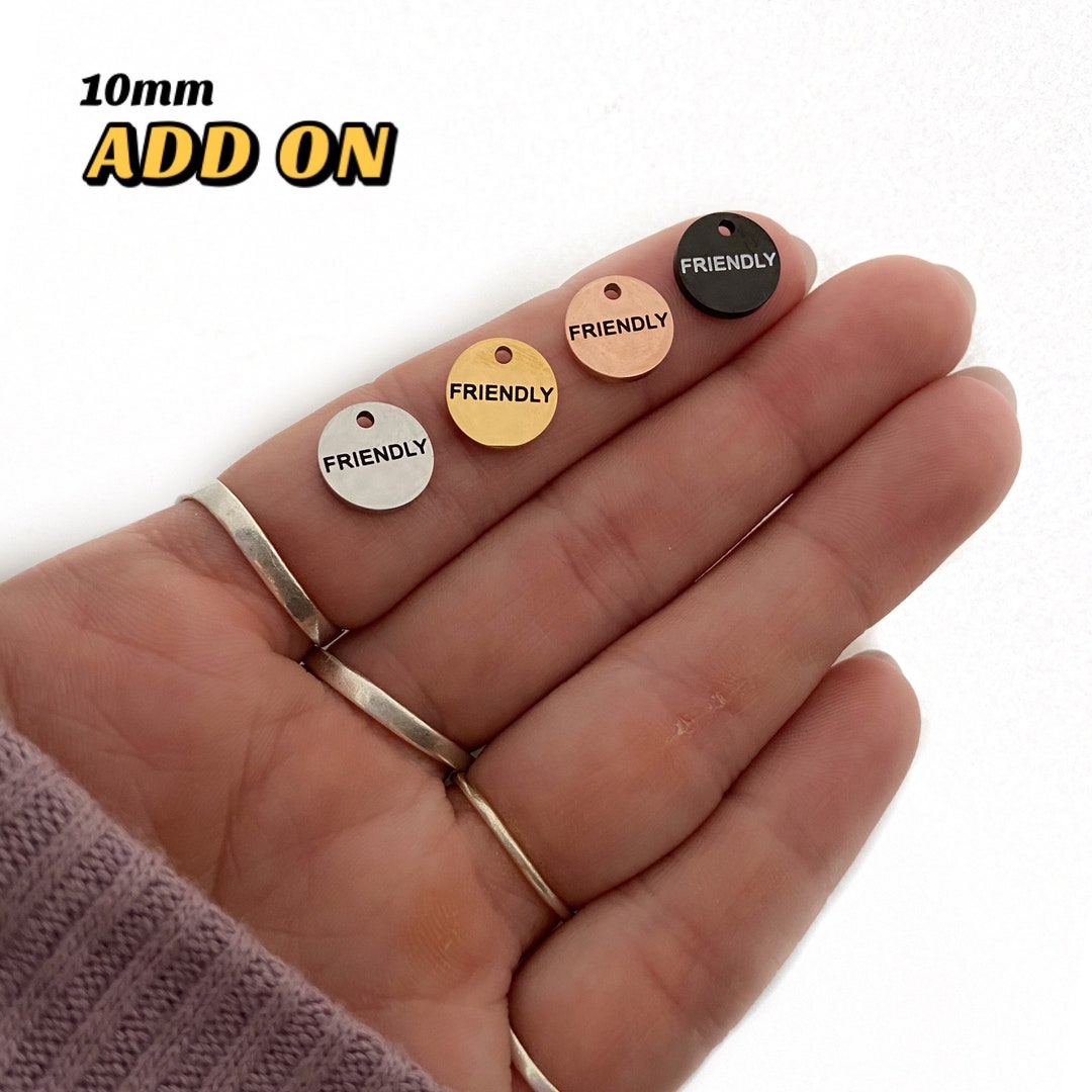 Friendly Add on Dog Tag, Tiny Tag, Dog Collar, Pet Tag, Pet ID Tag, Pet ...