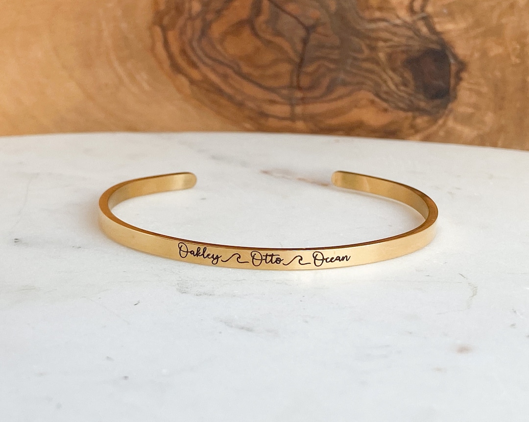 Personalized Name Bracelet, Gold Cuff Bracelet, Custom Name Cuff, Gift ...