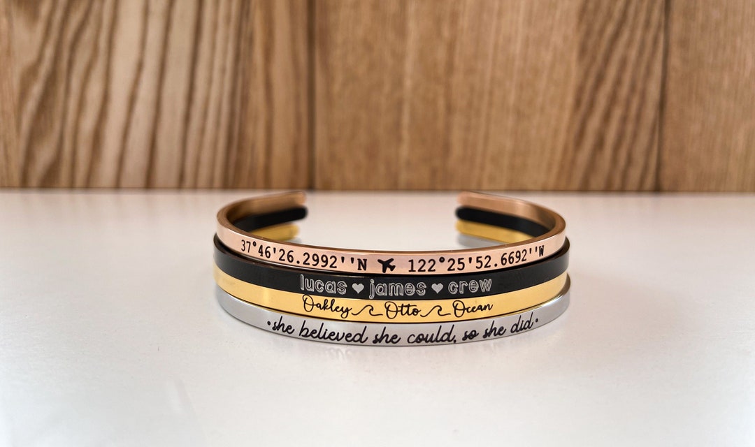 Secret Message Bracelet, Inside Engraved Cuff, Mantra Bracelet, Skinny ...