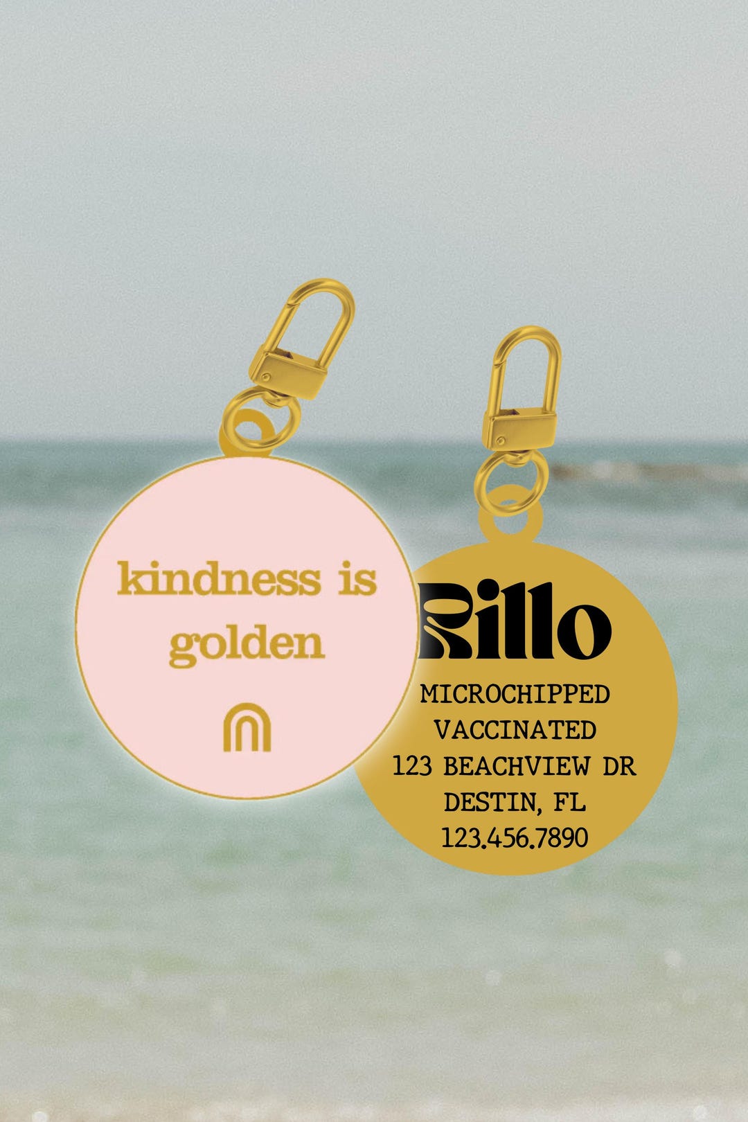 Personalized Baby Pink Dog Tag, Kindness is Golden Pet Tag, Pink Pet ...
