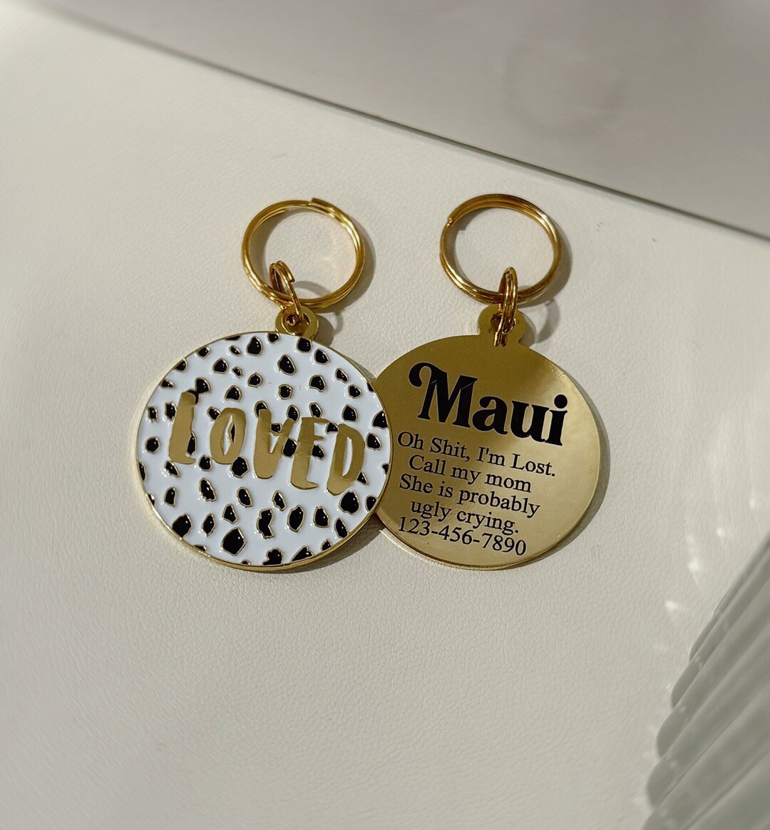 Black and White Dog Tag, Custom With Name Dog ID Tag, Pet Tags for Dogs ...