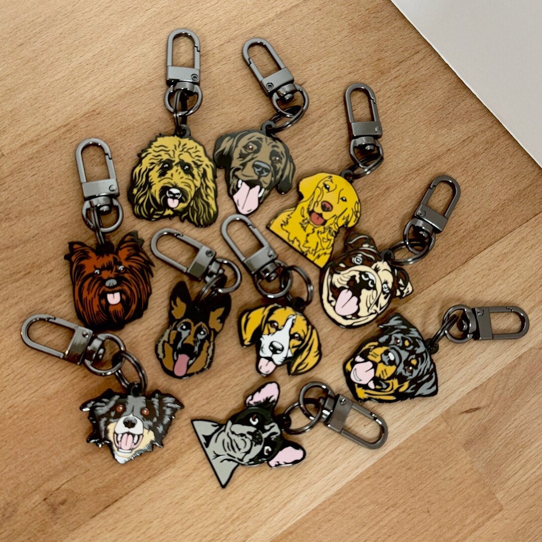 Dog Face Keychain, Gift for Dog, Purse Tag, Bag Tag, Key Chain ...
