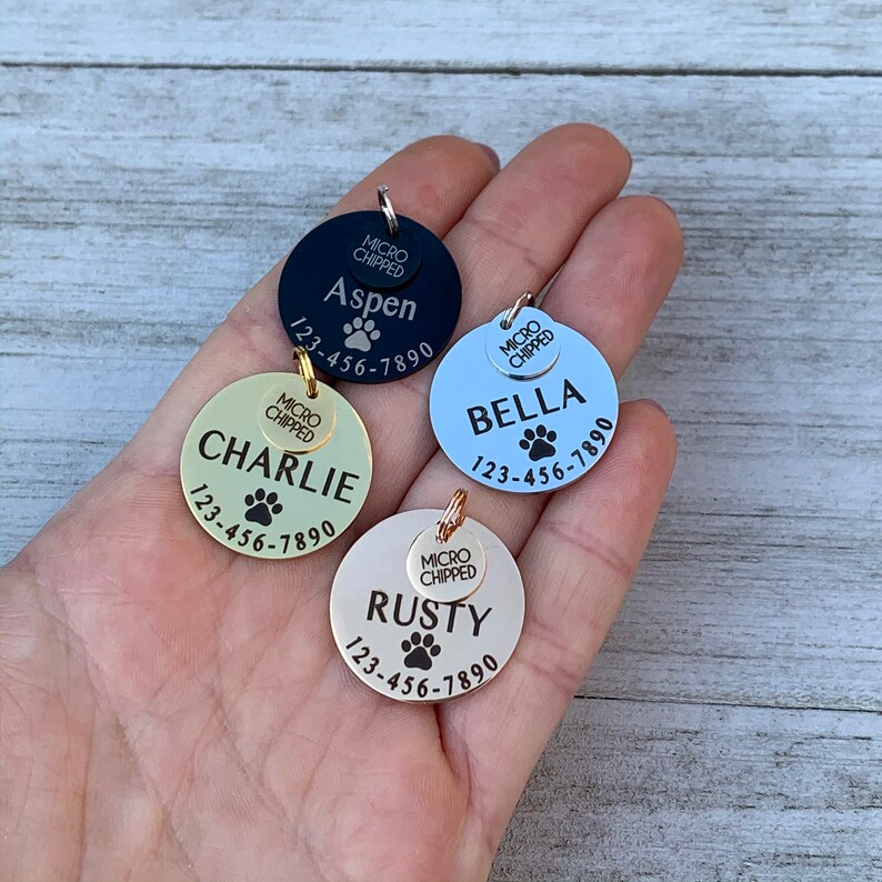 Microchip Dog Tag Custom Dog Tag Microchipped Pet Tag Dog | Etsy