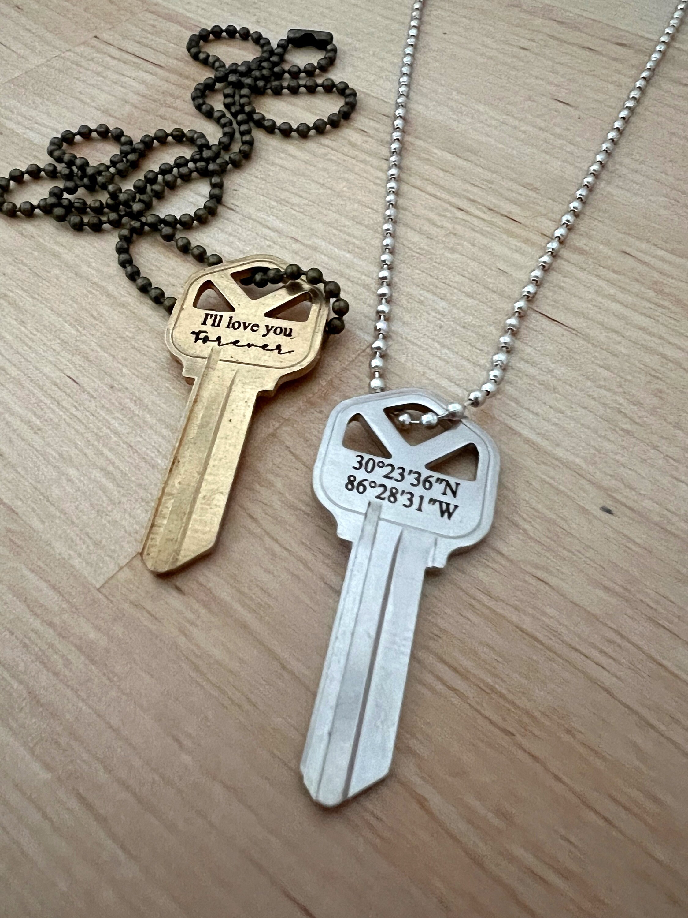 Key Necklace, Vintage Key, Stamped Key, Engraved Key Necklace ...