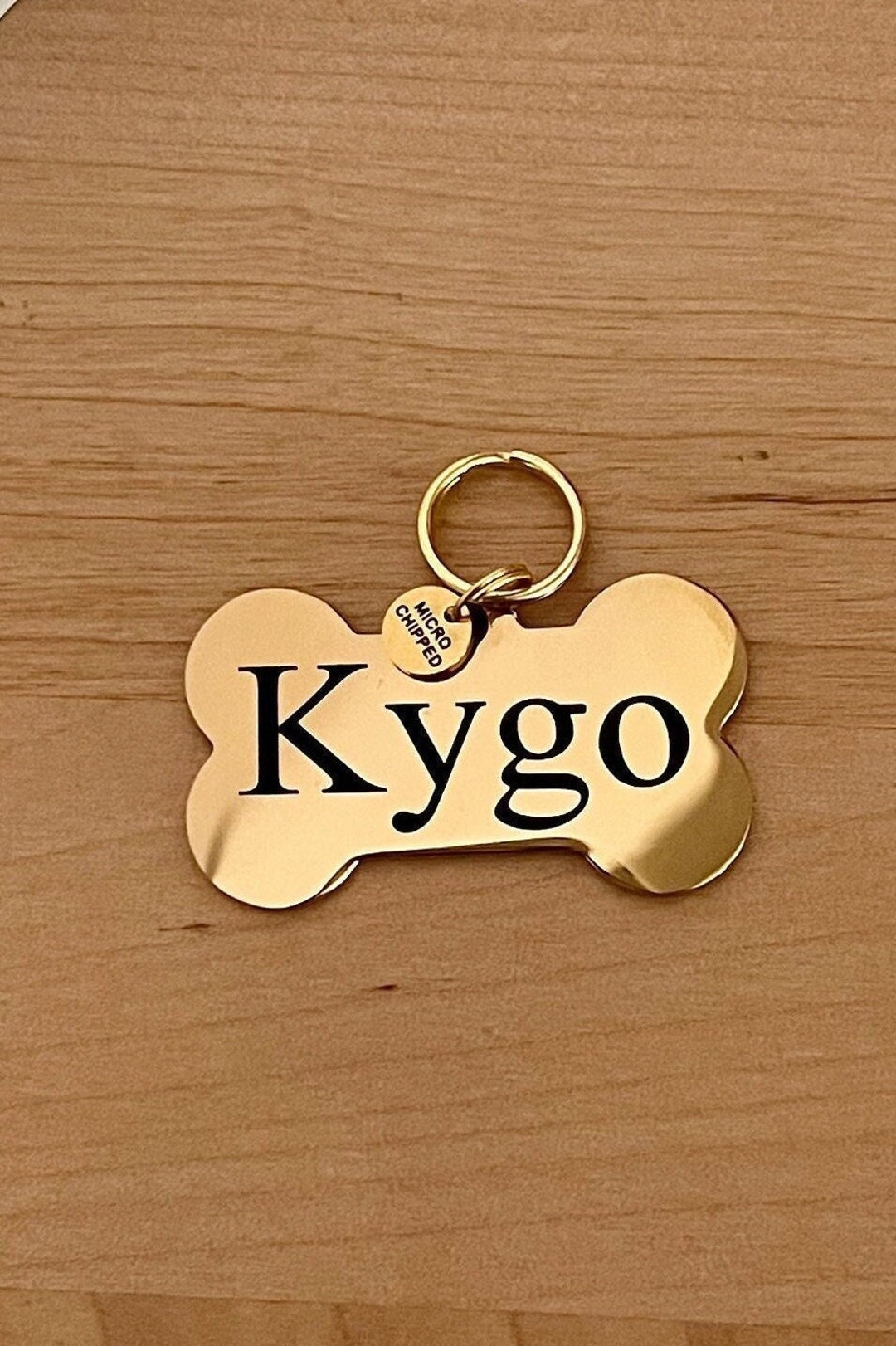 Personalized Dog Bone Tag, Microchip Dog Tag, Gold Pet Tags, Custom Dog ...