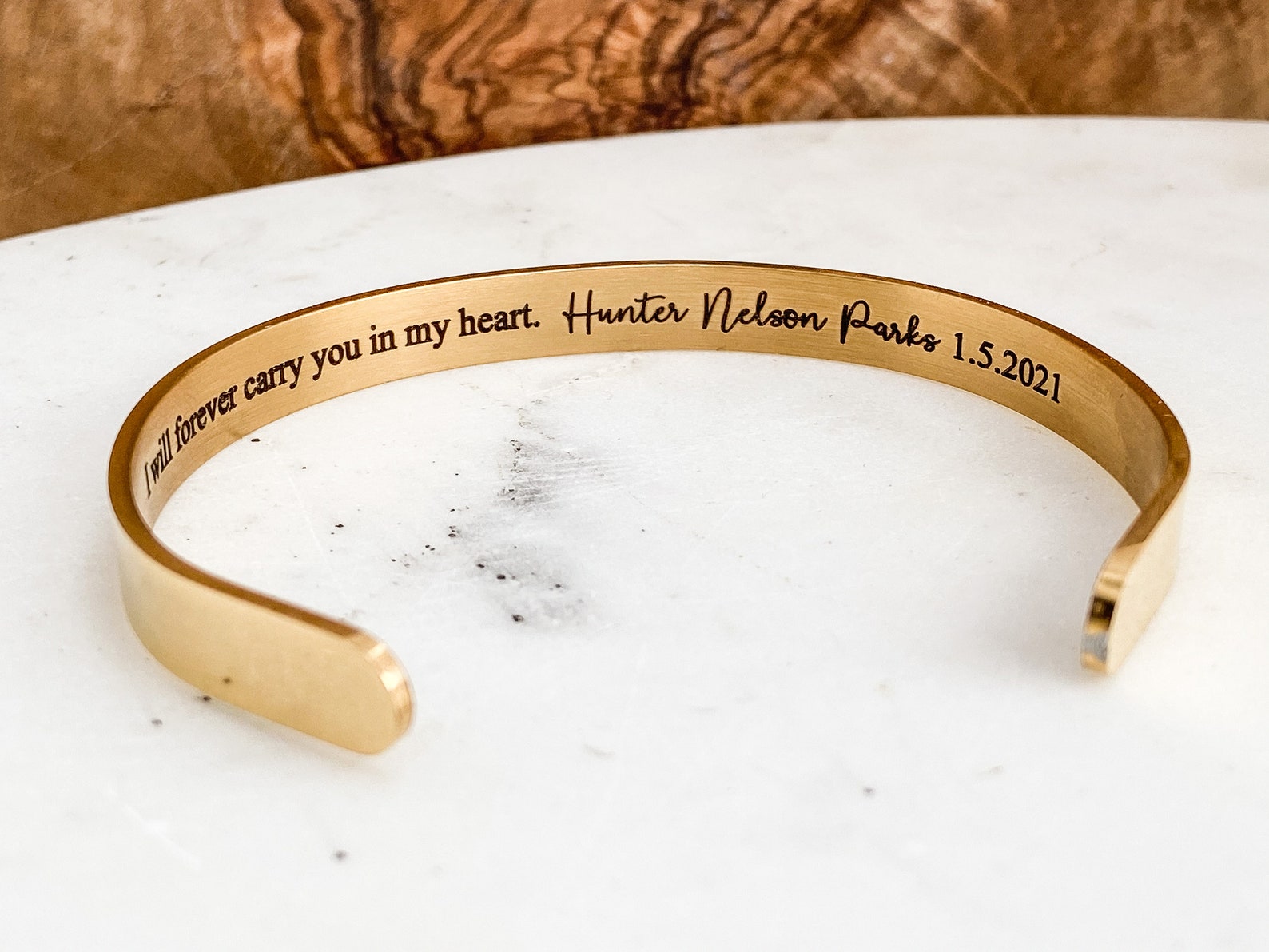 Memorial Bracelet, Memorial Cuff Bracelet, Custom Engraving, Loss of ...