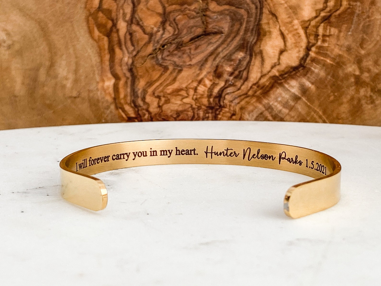 Memorial Bracelet, Memorial Cuff Bracelet, Custom Engraving, Loss of ...