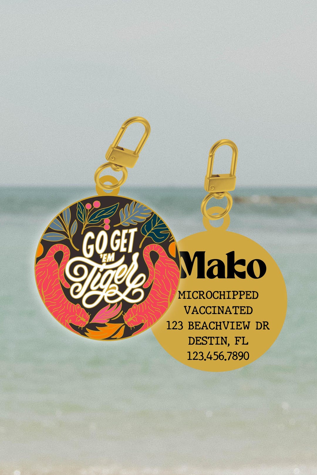 Go Get 'em Tiger Dog Tag, Red Black Gold, Custom Pet Ids for Dogs ...