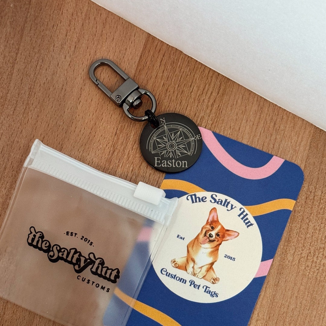 Compass Dog Tag, Custom Dog Tag, Pet Tag, Dog ID Tag, Pet Name Tag, Dog ...