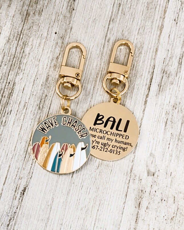 Beach Surf Dog Tag Engraved Pet ID Tag Personalized Dog Tag | Etsy