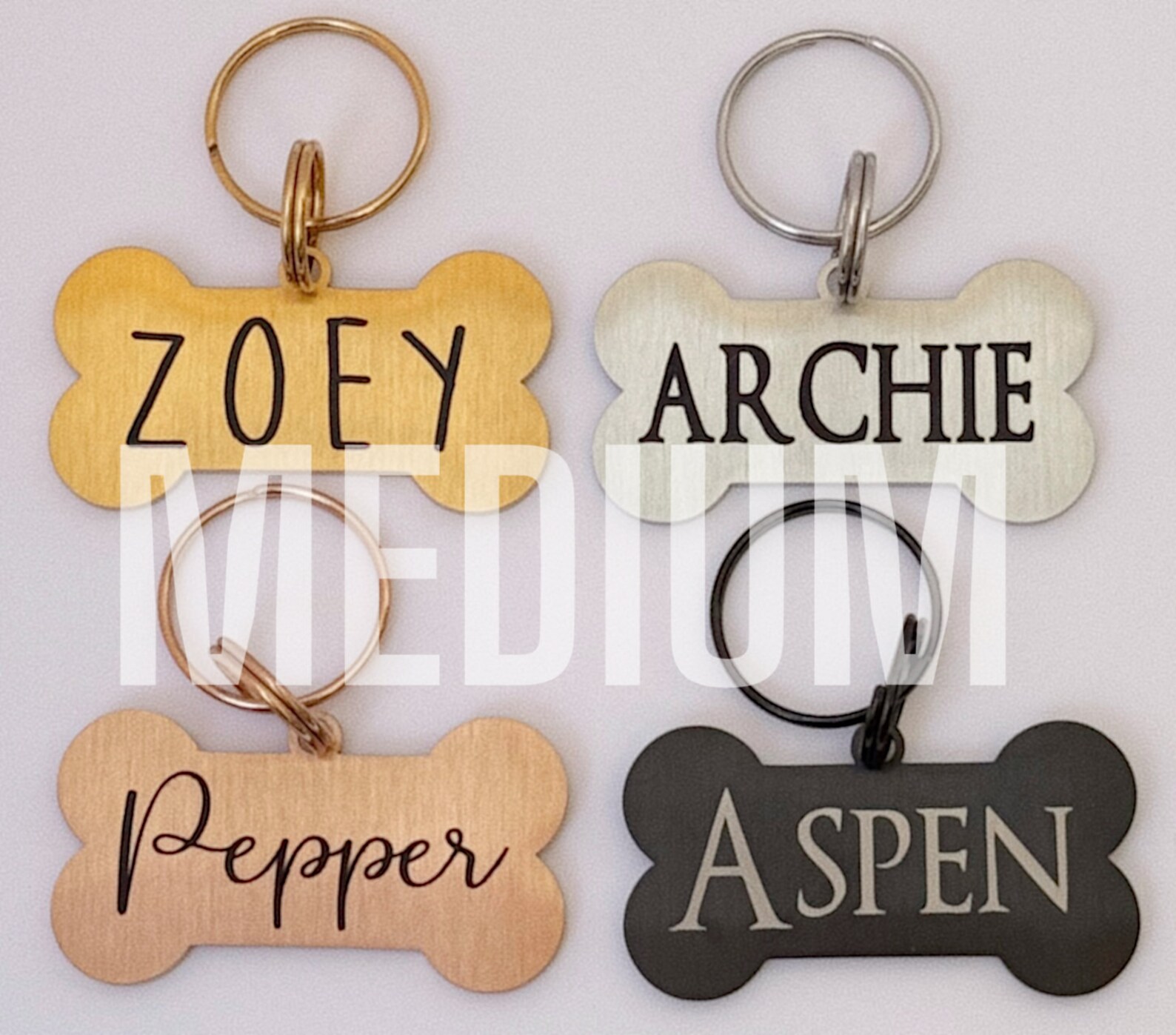 Personalized Dog Bone Tag Silver, Gold, Rose Gold or Black, Engraved ...