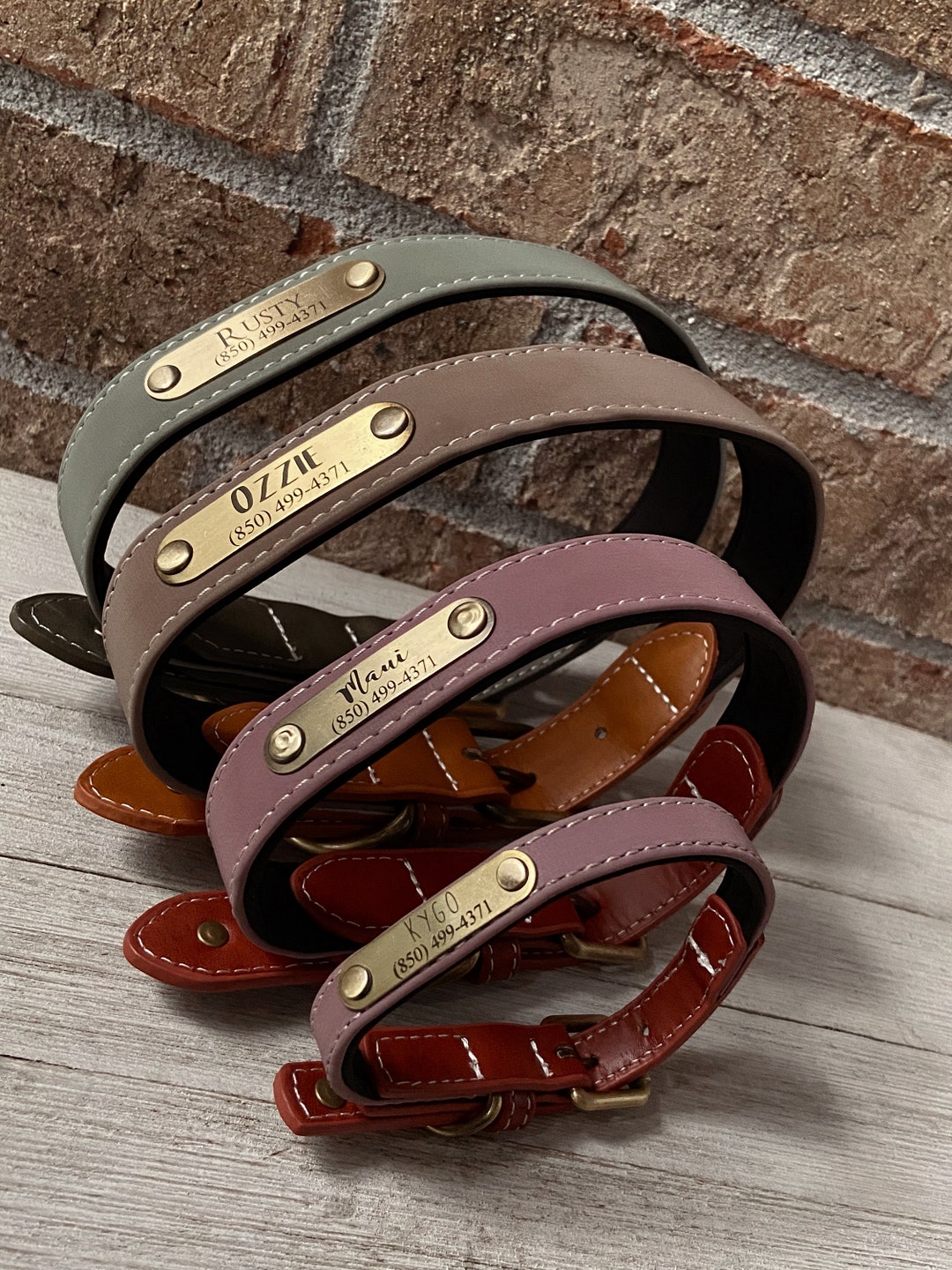 Dog Collar, Vegan Leather, Reflective Collar, Personalized Pet Collar ...