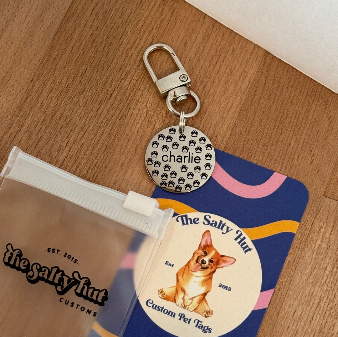 Personalized Paw Print Dog Tag, Custom Pet Name Tag, Dog Name Tag, Dog ...
