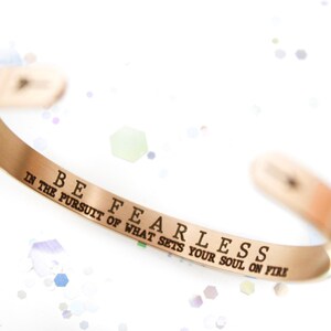 Be Fearless, Mantra Cuff Bracelet, Encouragement and Strength, Quote ...