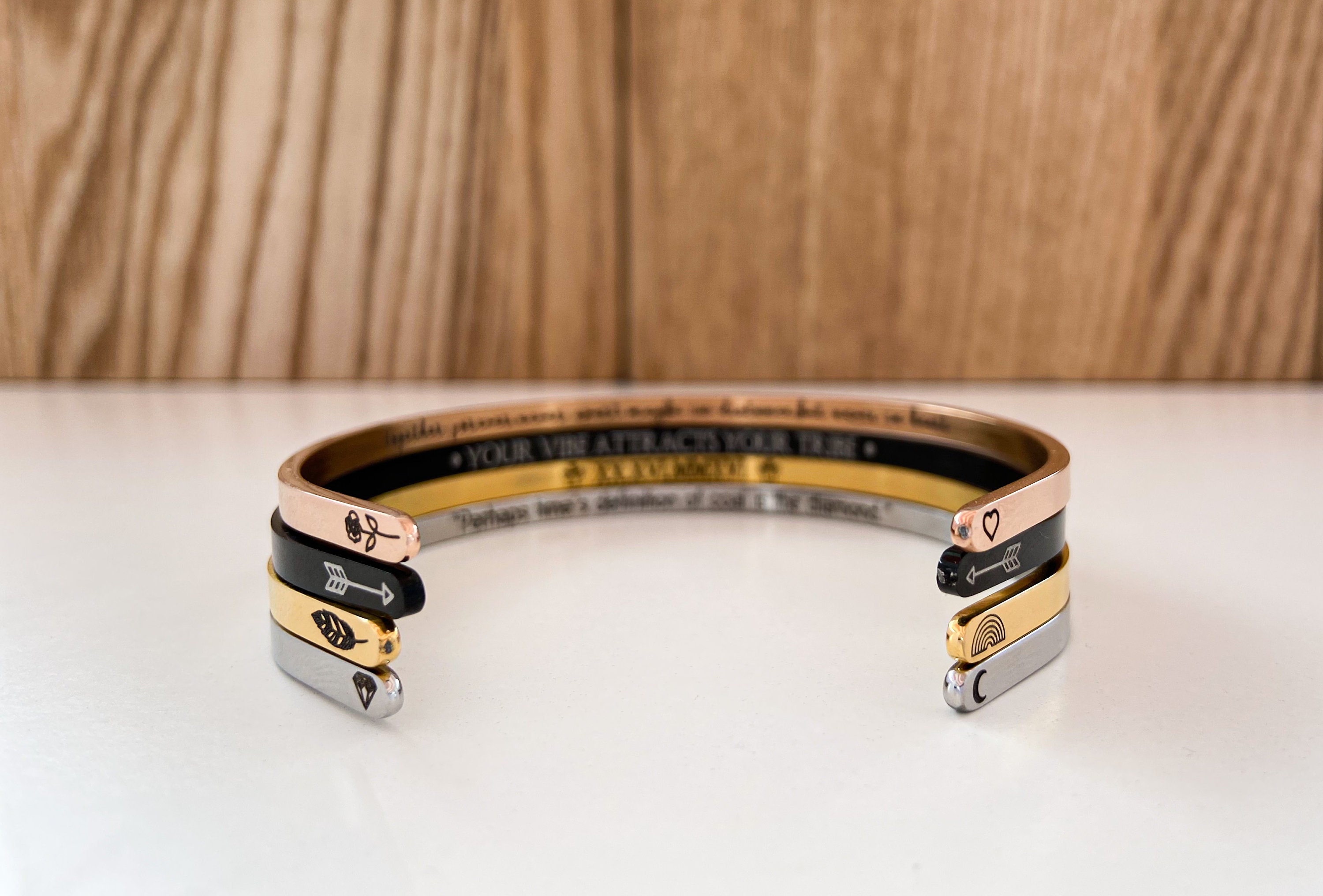 Secret Message Bracelet Inside Engraved Cuff Mantra - Etsy