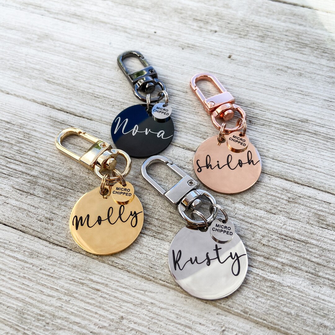 Personalized Microchipped Pet Tag, Stainless Steel Dog Cat ID Tag - Etsy